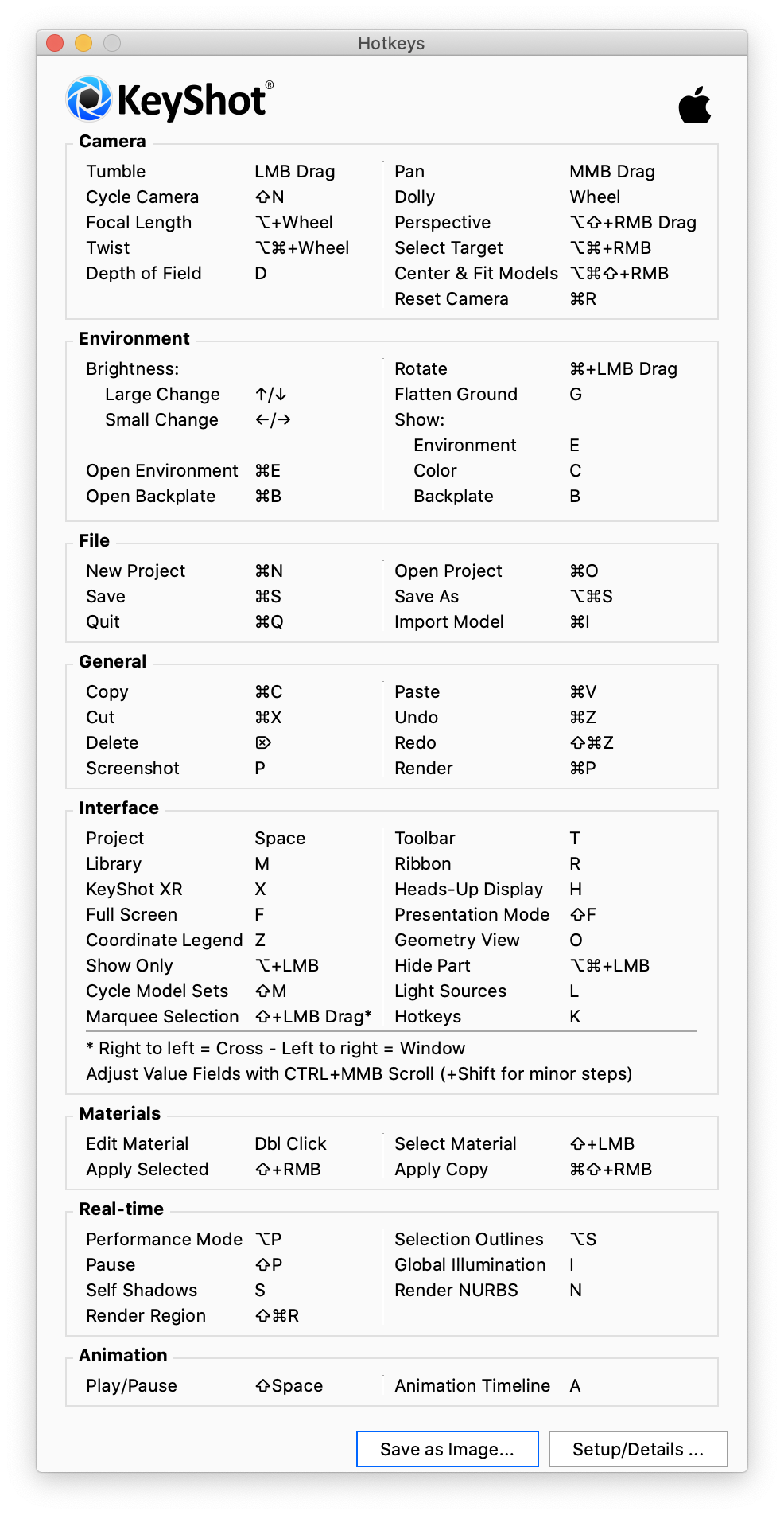Hotkeys - KeyShot 11 Manual