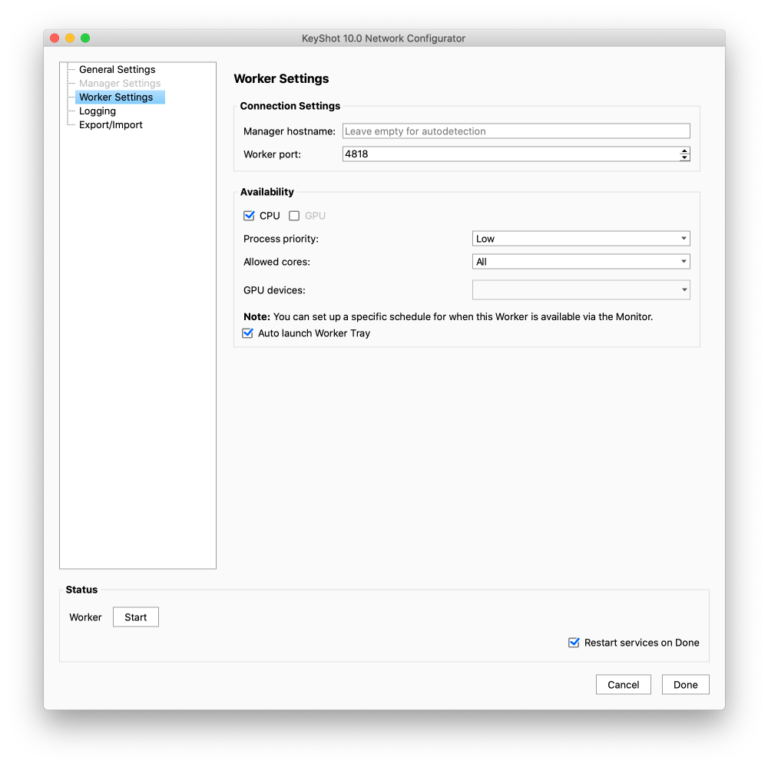 Worker Setup - KeyShot 11 Manual